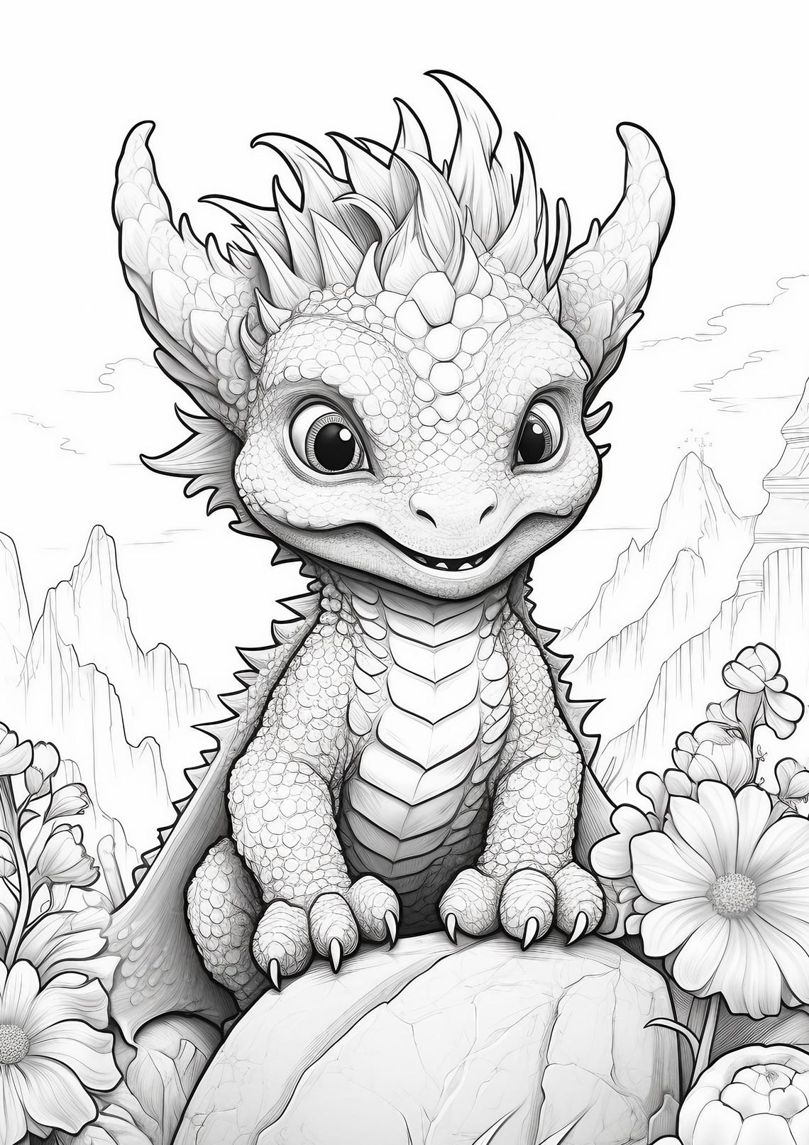 Dragon Coloring Pages – 10 Fantasy Designs (digital Download, A4 PNG ...