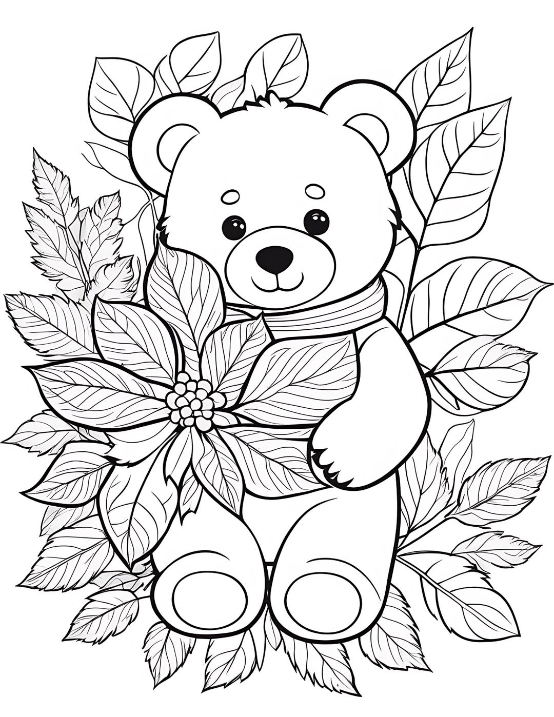 Adorable Teddy Bear Coloring Page - Printable Digital Download for Kids ...