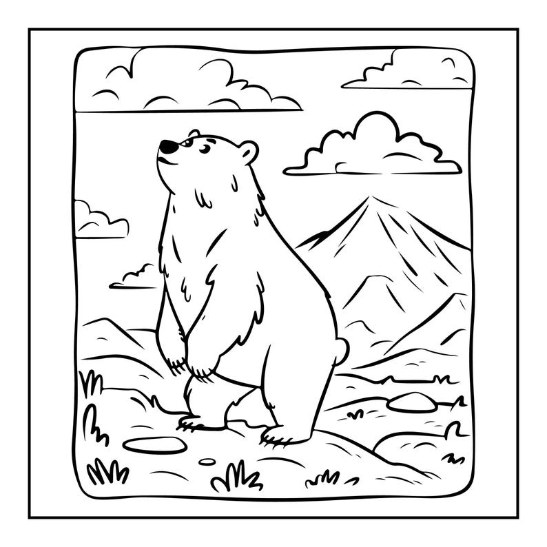 Floral Teddy Bear Coloring Page – Printable Digital Download for Kids ...