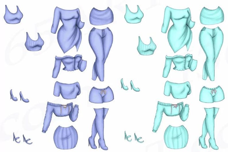 Casual Baddies Custom Doll Builder 121 Elements Paper Dolls Casual ...