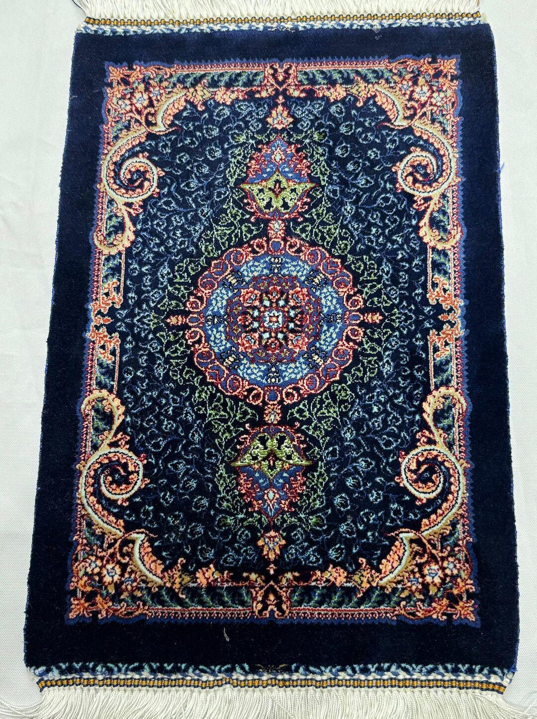 Rug Silk Mini Silk Rug Royal Blue Rug Meticulously Knotted Rug Ideal ...