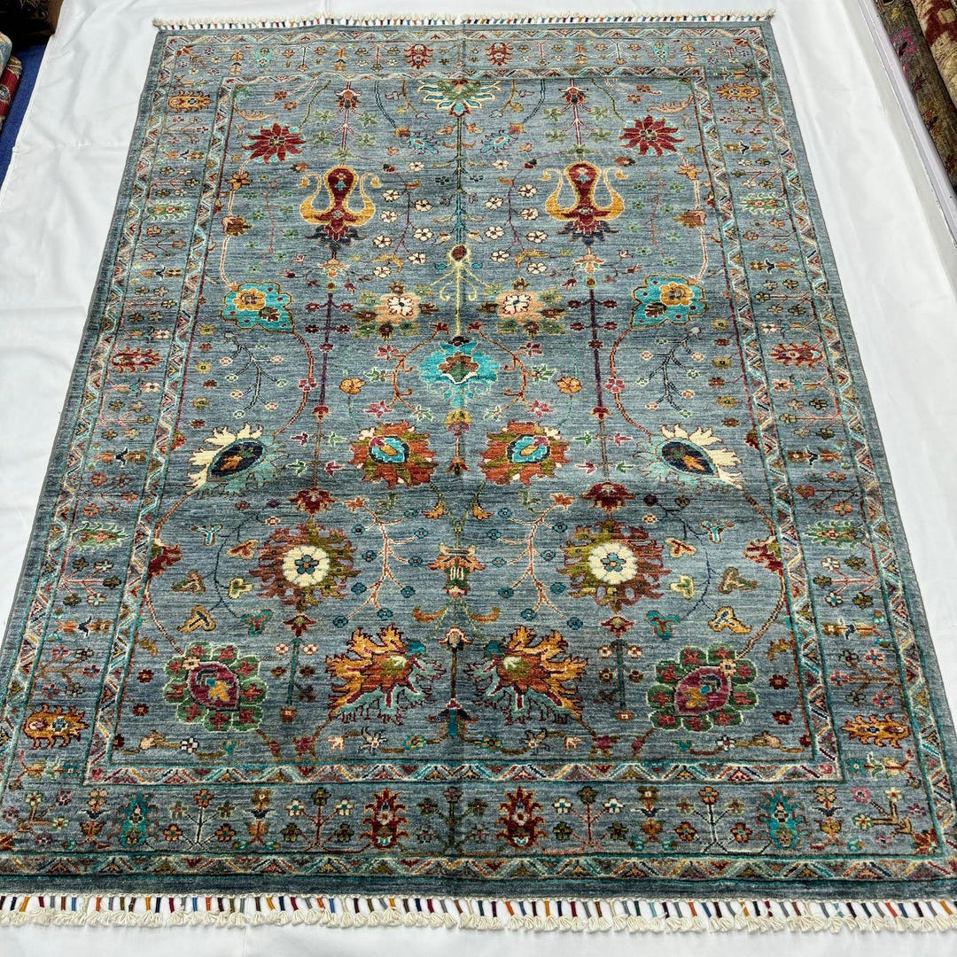 Rug Wool Gray Rug Sultani Design Rug Afghan Turkmen Rug Hand Made Rug ...