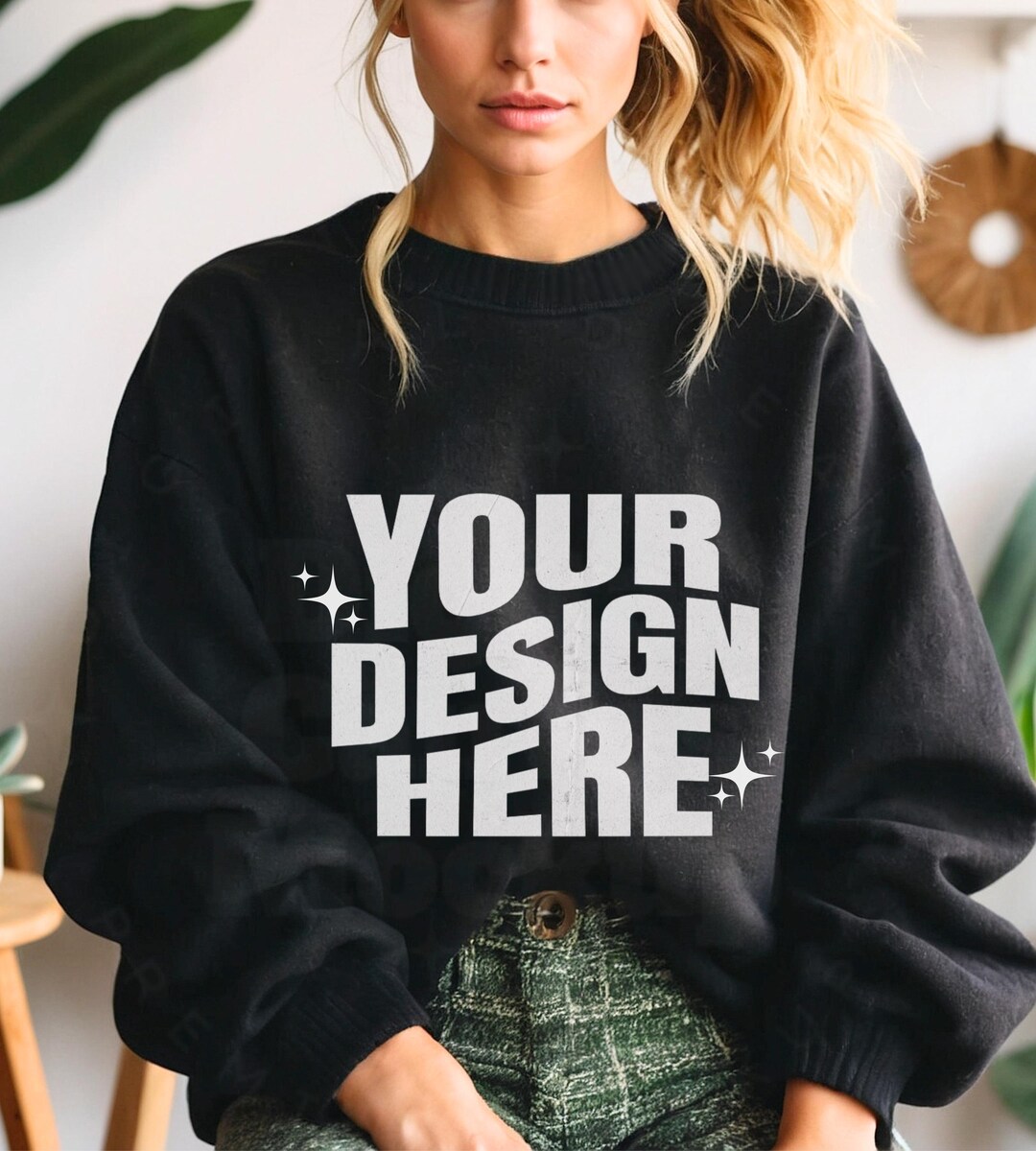Gildan 18000 Black Sweatshirt Mockup | Old Money Aesthetic Boho Design ...