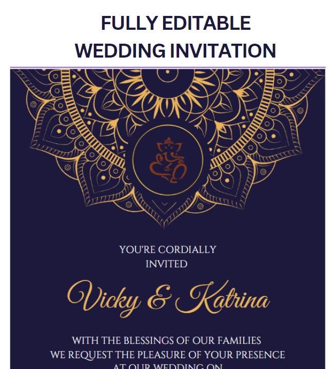 Editable Royal Hindu Wedding Invitation, Event Page and Schedule ...