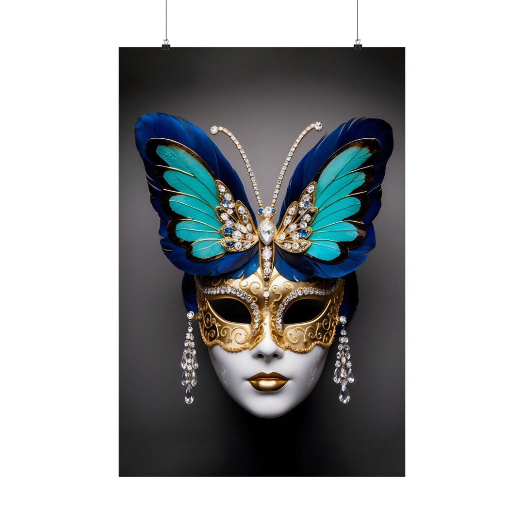Butterfly Mask Vertical Art Print, Home Decor Wall Hanging, Gift for ...