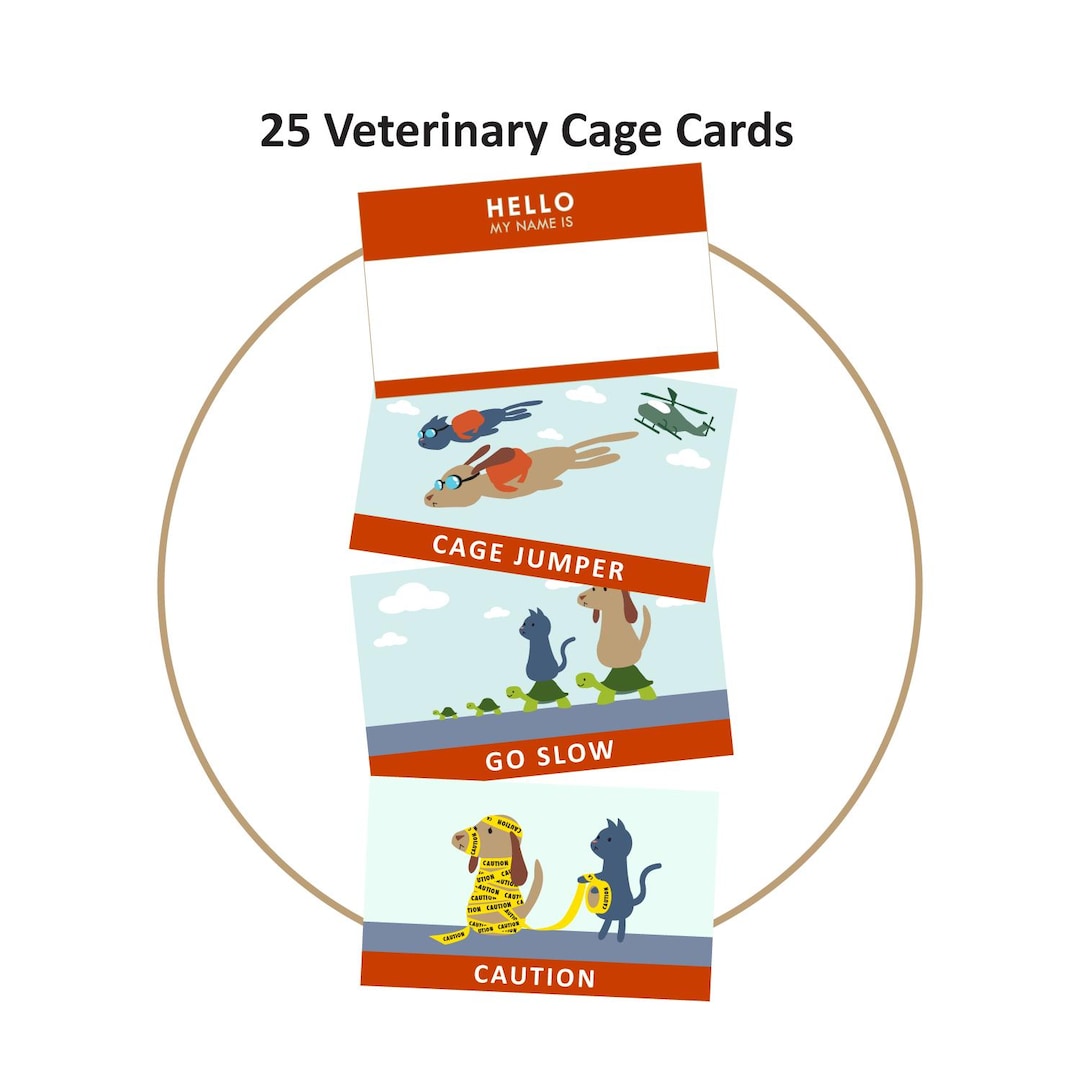 Veterinary Cage Cards (set of 25) - Fun Dog and Cat Design | Download ...