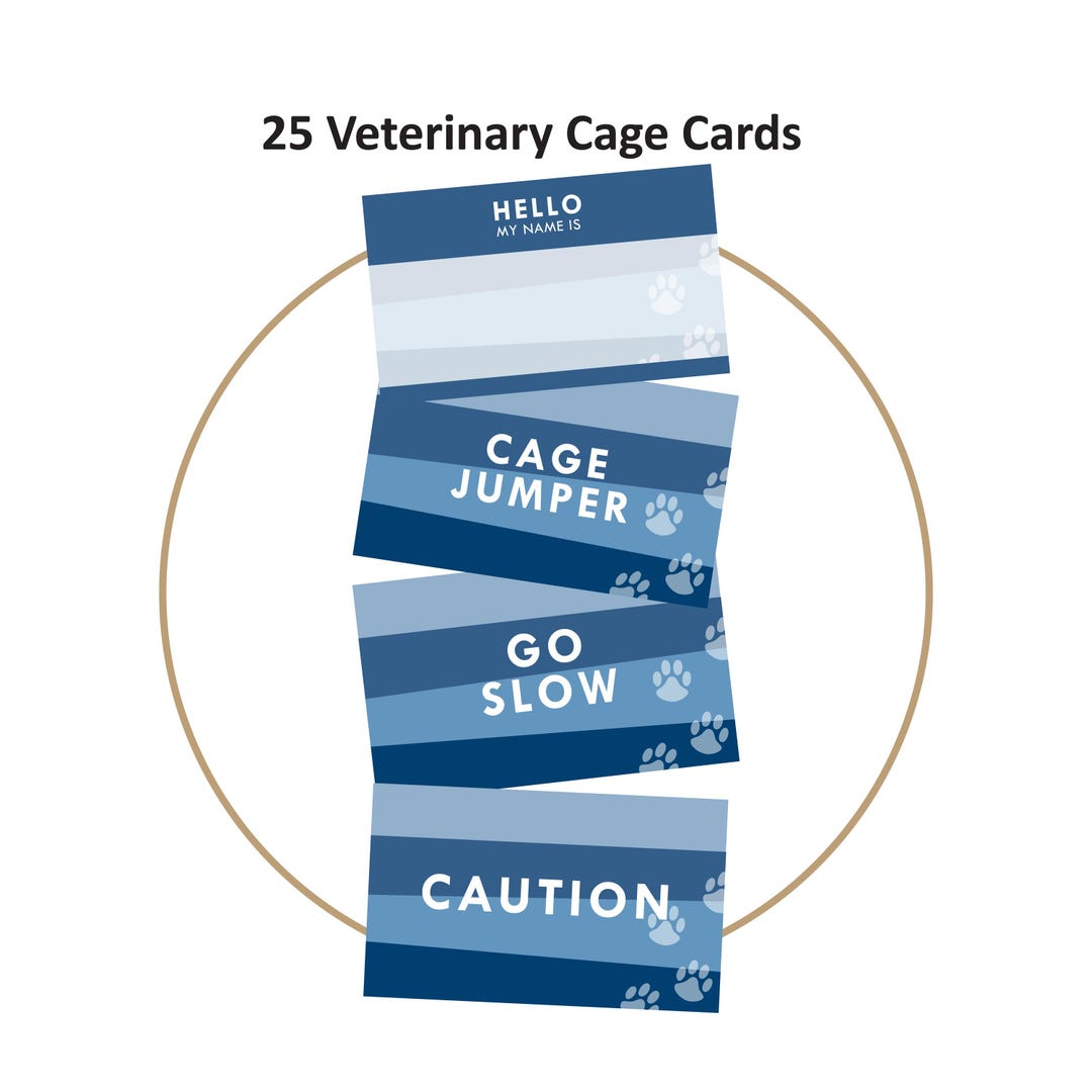 Veterinary Cage Cards (set of 25) - Blue Paws Design | Download & Print ...