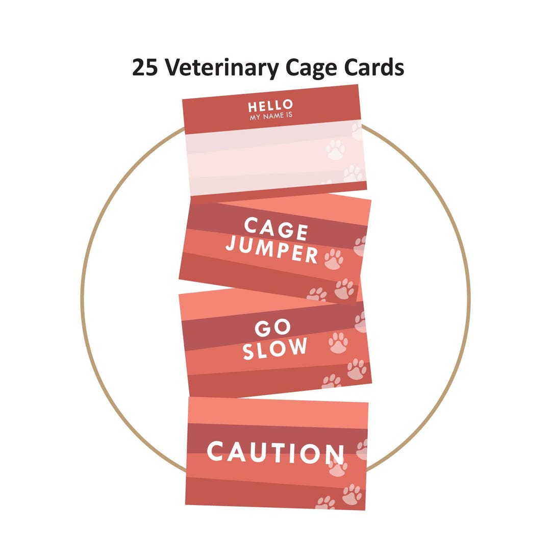 Veterinary Cage Cards (set of 25) - Red Paws Design | Download & Print ...