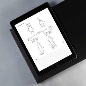 Feline Body Map - Black Outline | Cat Body Map | Cat Line Art | Cat ...