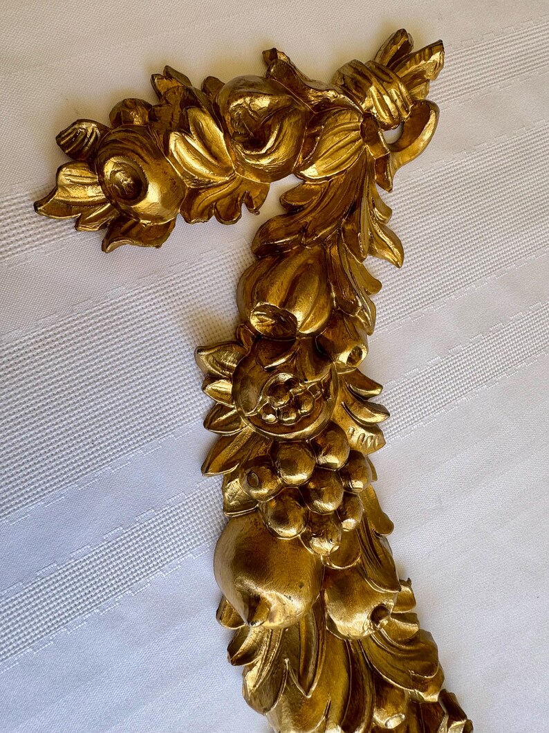 Italian Gold Baroque Fruit Floral Swag Pediment Wall Decor/hanging Wall ...