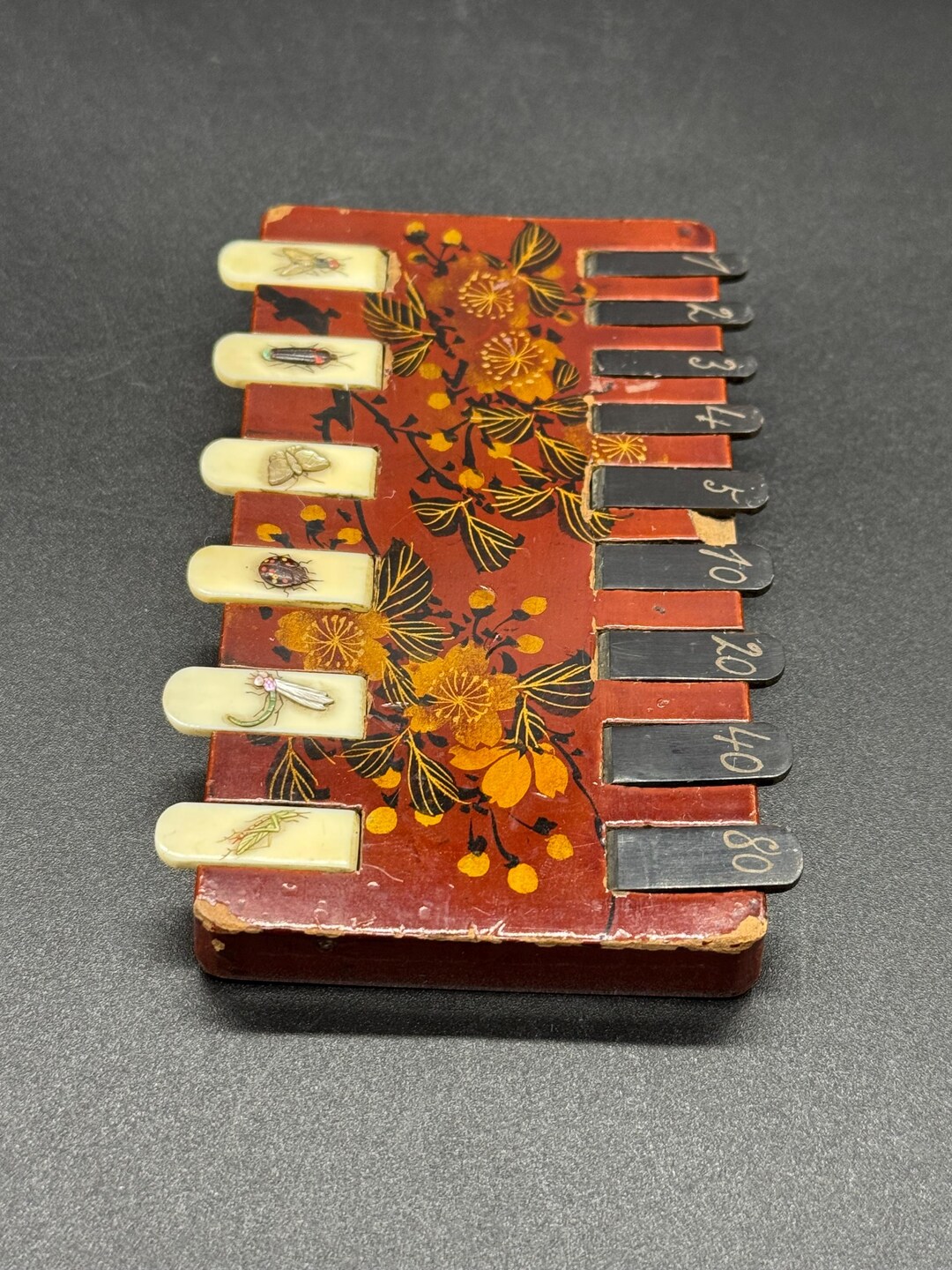 Antique Japanese Meiji Era Whist/bezique Scoring Device Counter Red ...