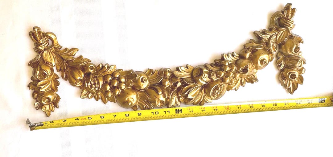 Italian Gold Baroque Fruit Floral Swag Pediment Wall Decor/hanging Wall ...