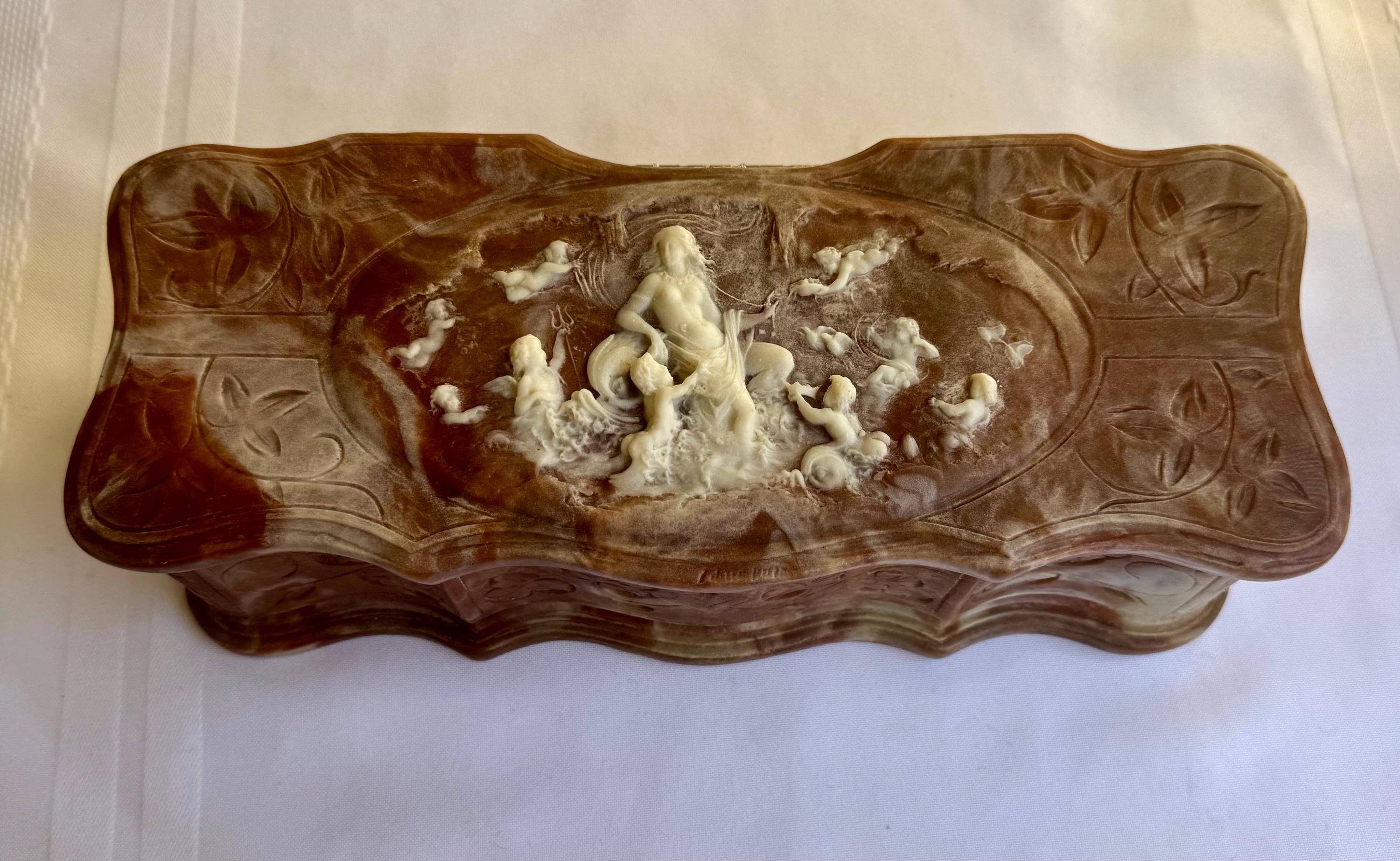 Vintage Genuine Incolay Stone Studios Jewelry Box/trinket Box Featuring ...