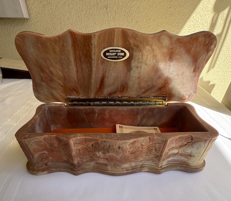 Vintage Genuine Incolay Stone Studios Jewelry Box/trinket Box Featuring ...