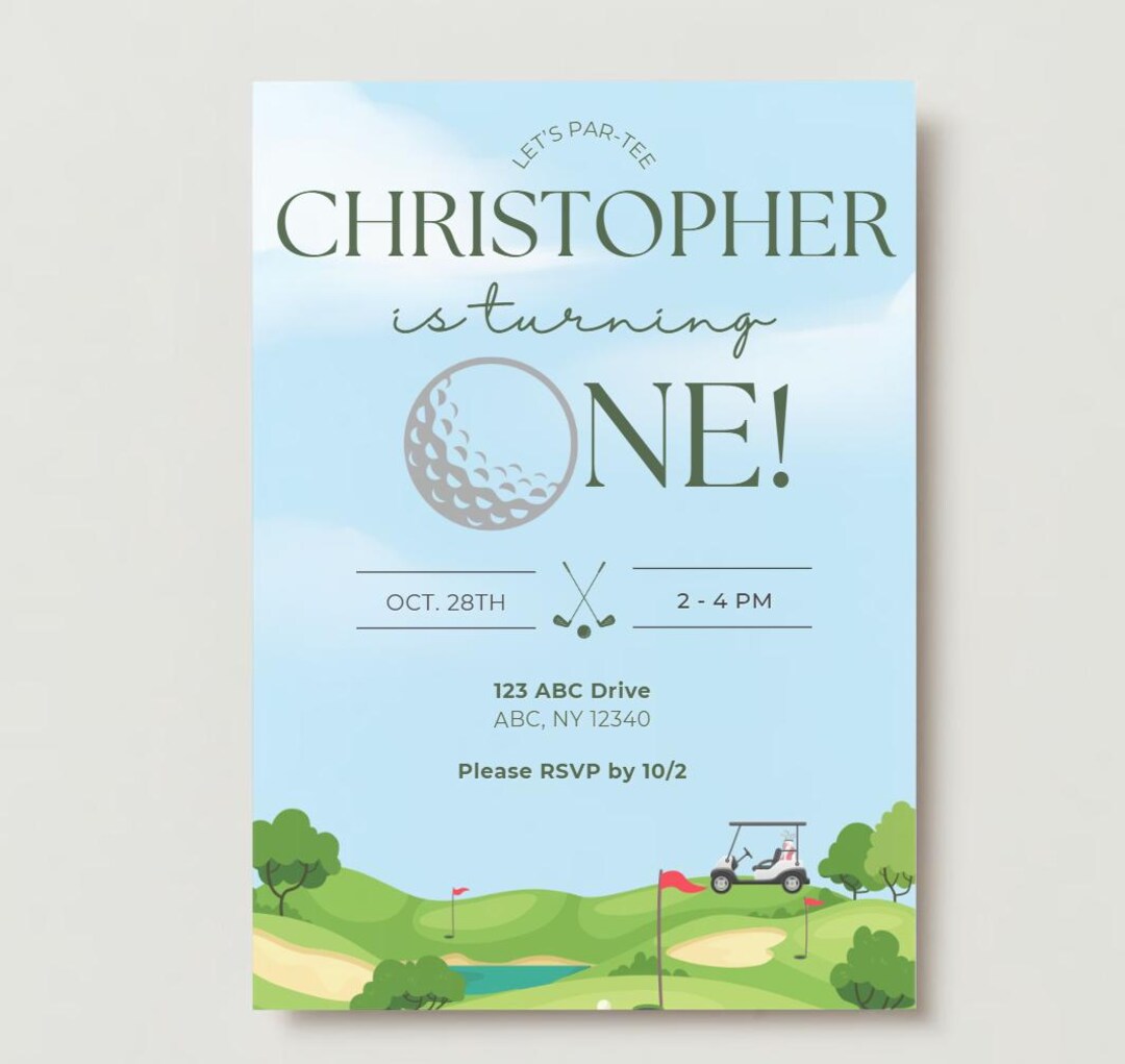 Golf Themed Invitation Printed - Etsy