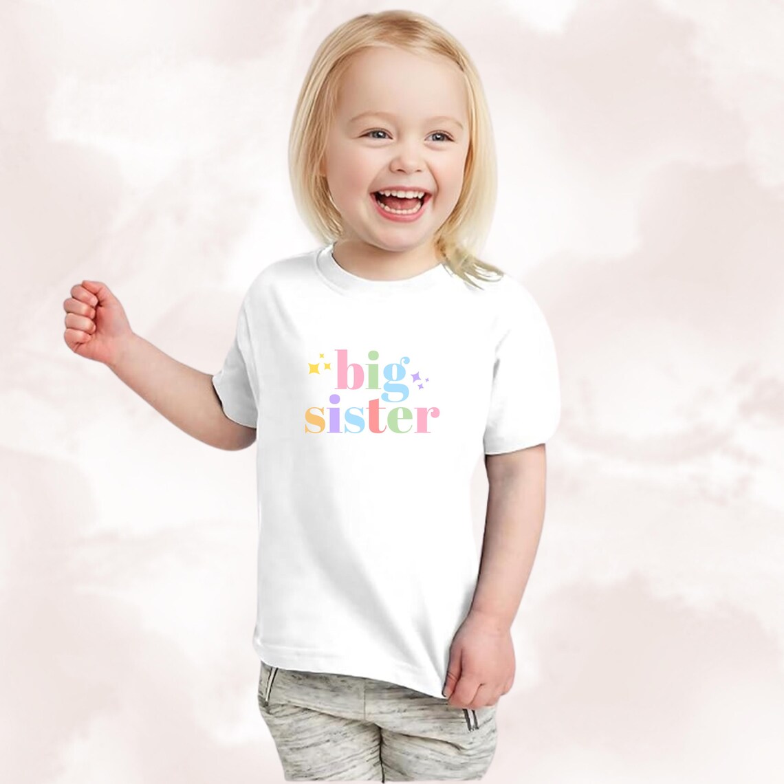 Big Sister | Little Sister | Matching T-shirts | Personalised | Sibling ...