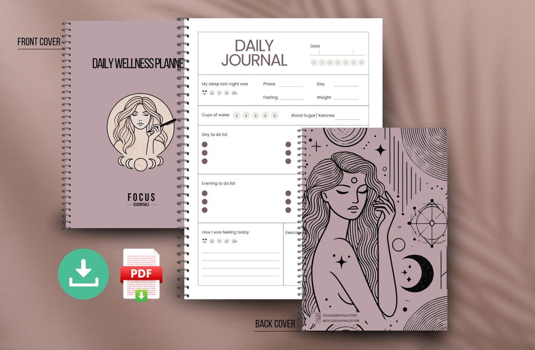 Daily Wellness Planner Health and Cycle Tracker Fasting Schedule Sleep ...