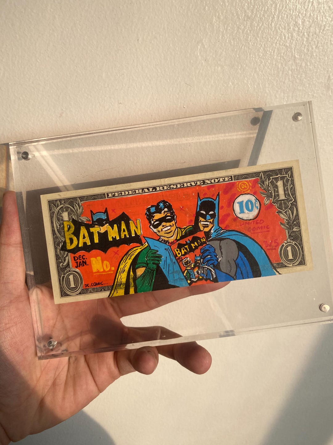 Batman Dollar Bill Art, Home Decorations Gift for Him, Unique DC Art ...