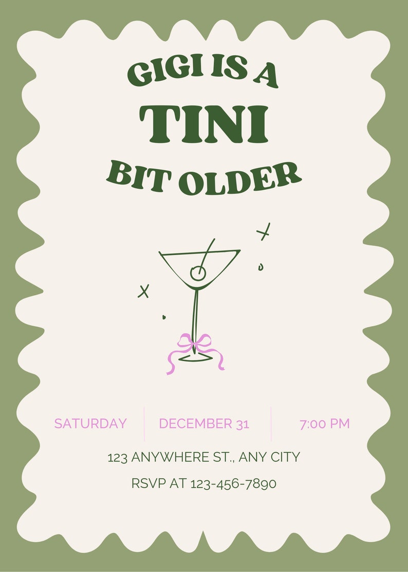 TINI BIT OLDER Digital Birthday Invitation Template | Printable Dinner ...