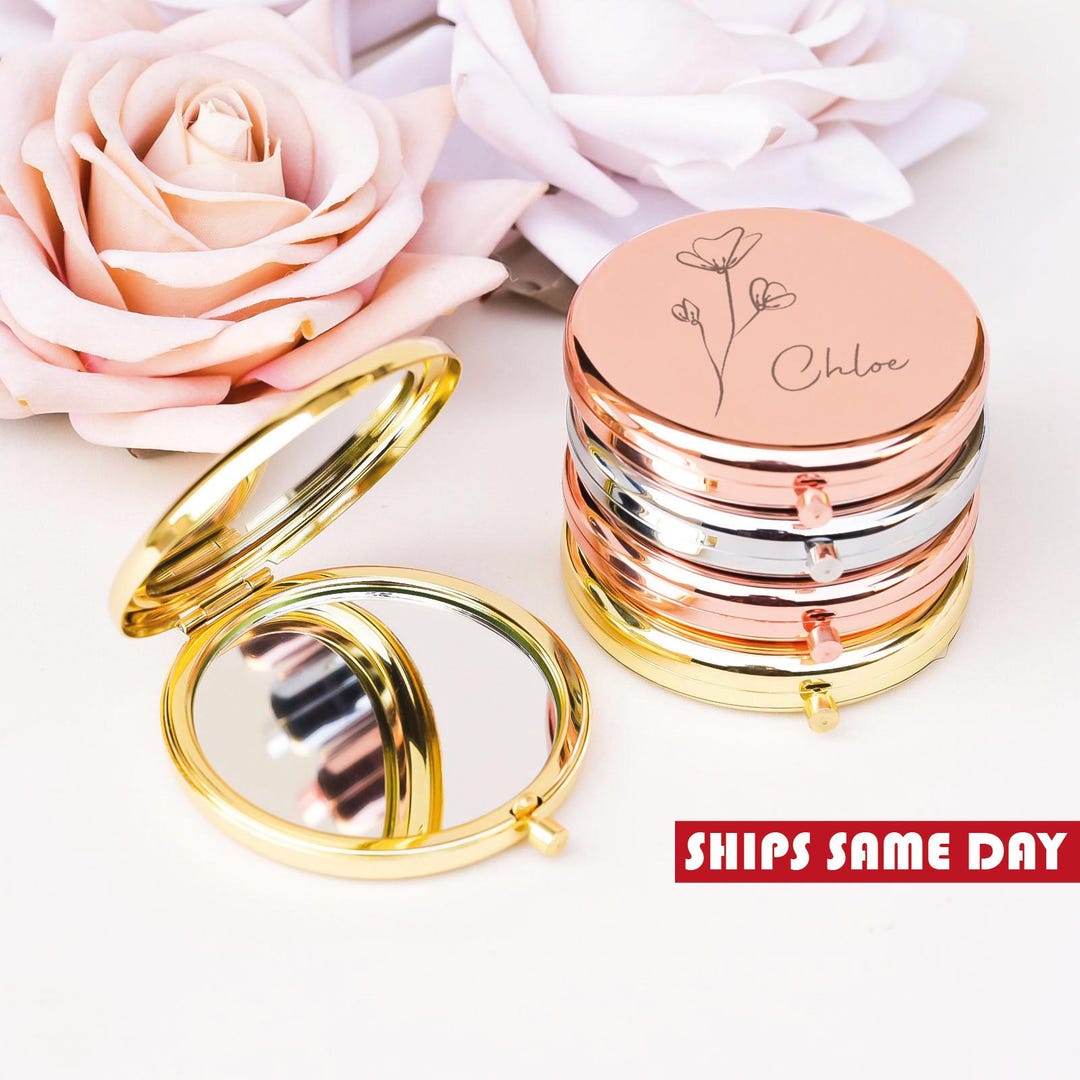 Personalized Bridesmaid Gift Pocket Mirror, Engraved Compact Mirror ...