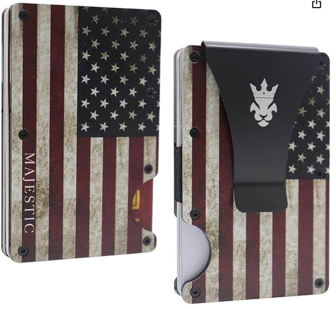 Vintage American Flag Slim Wallet RFID Blocking Front Pocket Card ...