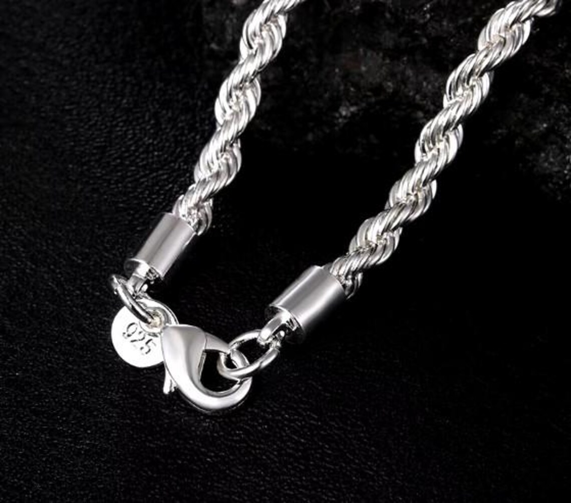 Sterling Silver Twisted Rope Chain Necklace & Bracelet Set - Etsy