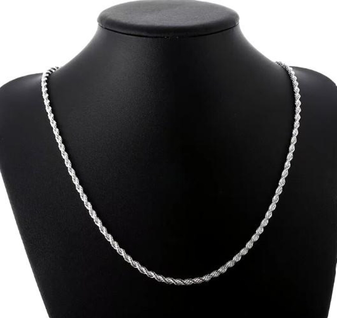 Sterling Silver Twisted Rope Chain Necklace & Bracelet Set - Etsy