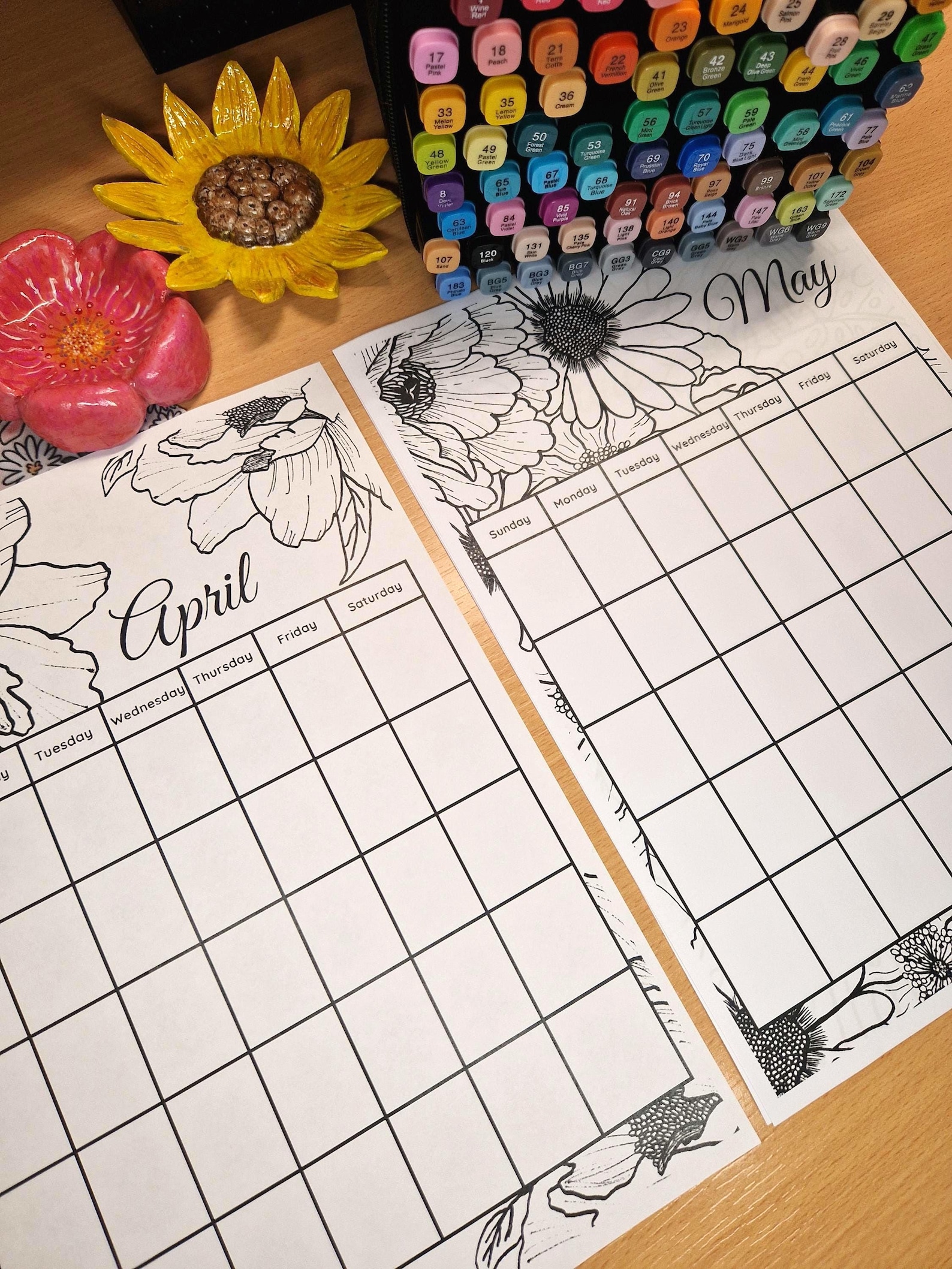 Printable Coloring Undated Calendar. Undated Coloring Calendar. Monthly ...