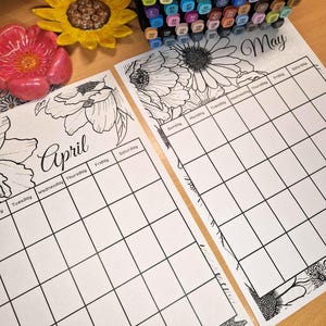 Printable Coloring Undated Calendar. Undated Coloring Calendar. Monthly ...