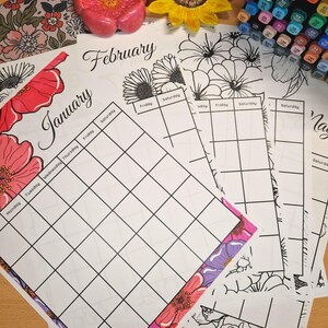 Printable Coloring Undated Calendar. Undated Coloring Calendar. Monthly ...