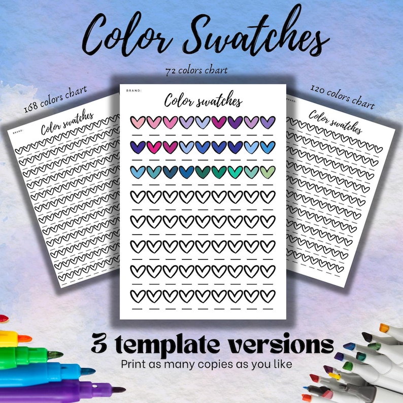 Marker Color Swatch Chart: Heart Template (printable) - Etsy