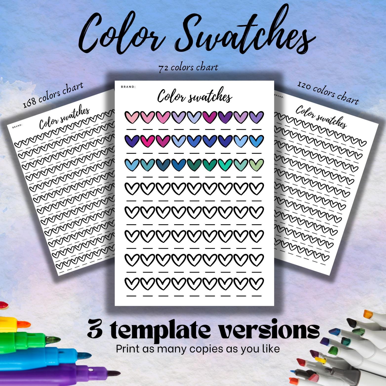 Color Swatch Chart, Marker Color Swatch Chart, Marker Color Swatch ...