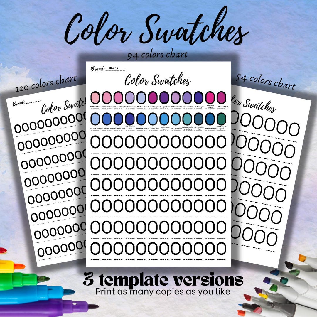 Color Swatch Chart, Printable Color Swatchs, Color Swatch Template ...