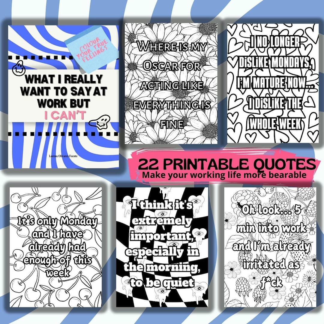 Funny Swear Word Coloring Pages: Sarcastic Work Quotes (digital ...