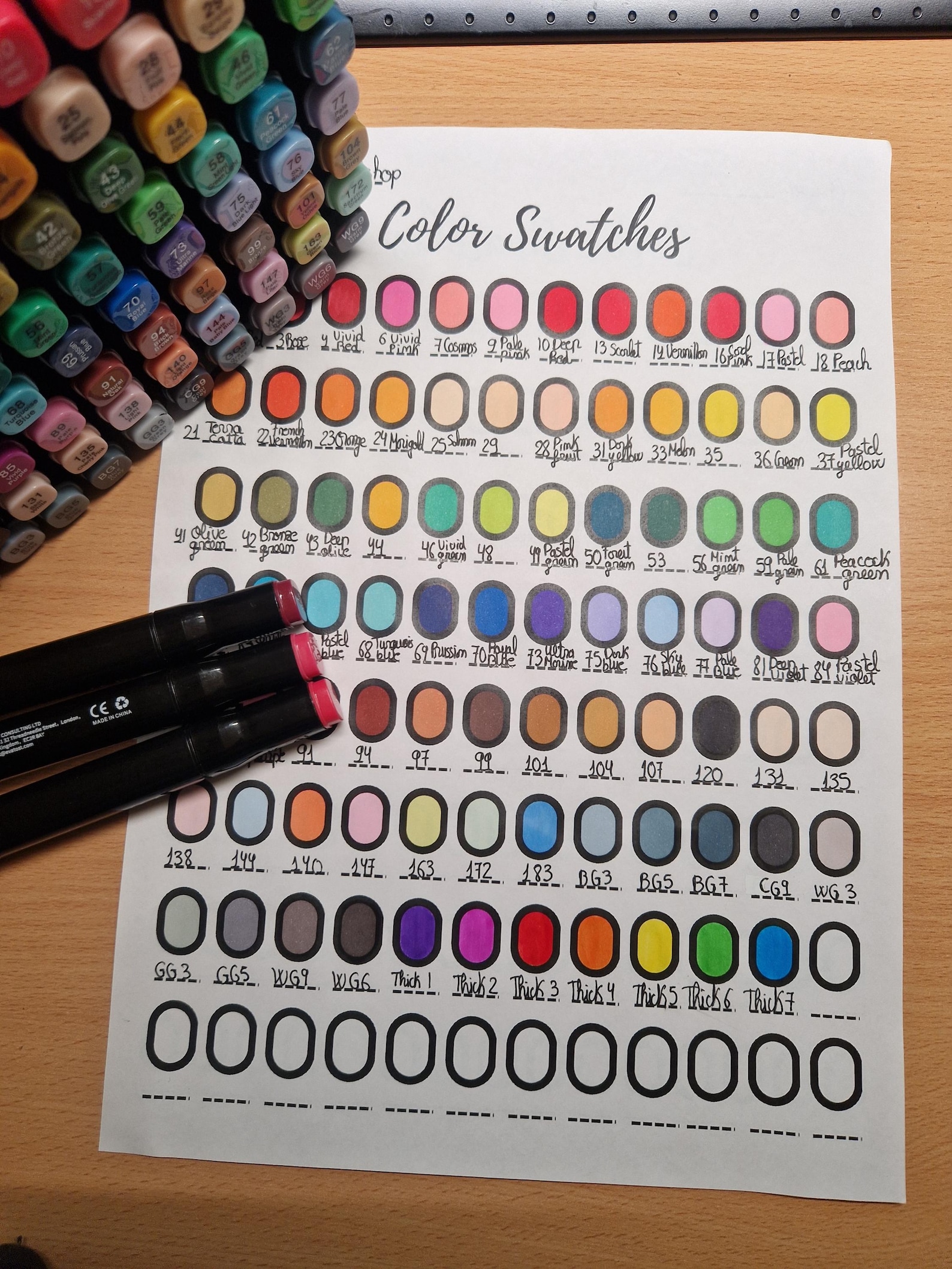 Printable Color Swatch Chart, Marker Testing Template, Swatch Tracker ...