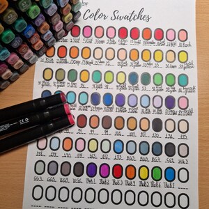 Printable Color Swatch Chart, Marker Testing Template, Swatch Tracker ...
