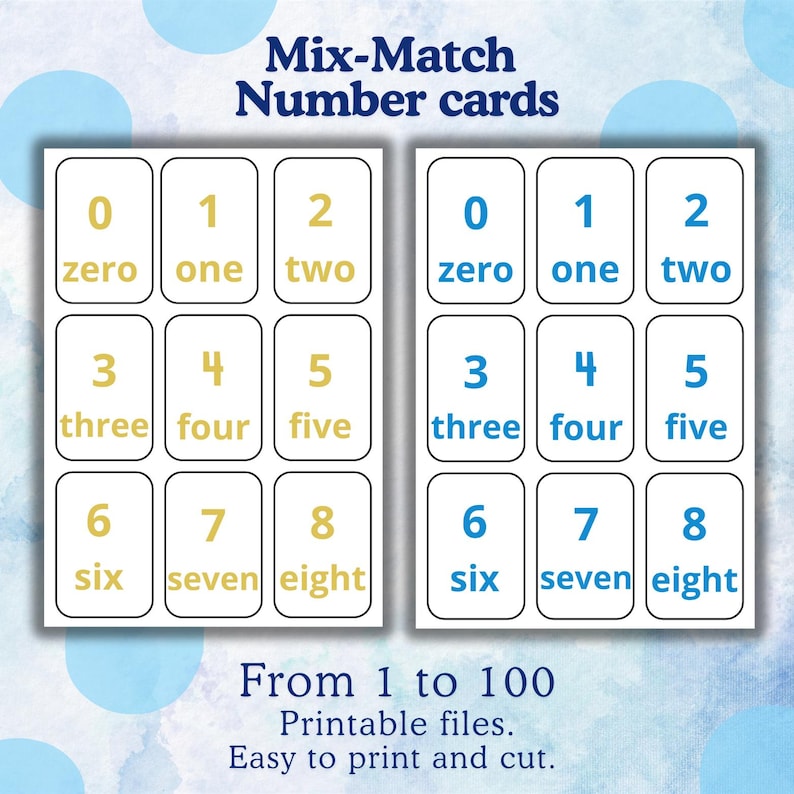 Number Flashcards 1-100: Preschool Counting Cards (digital Download) - Etsy