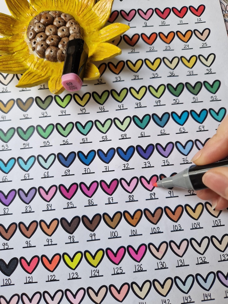 Marker Color Swatch Chart: Heart Template (printable) - Etsy