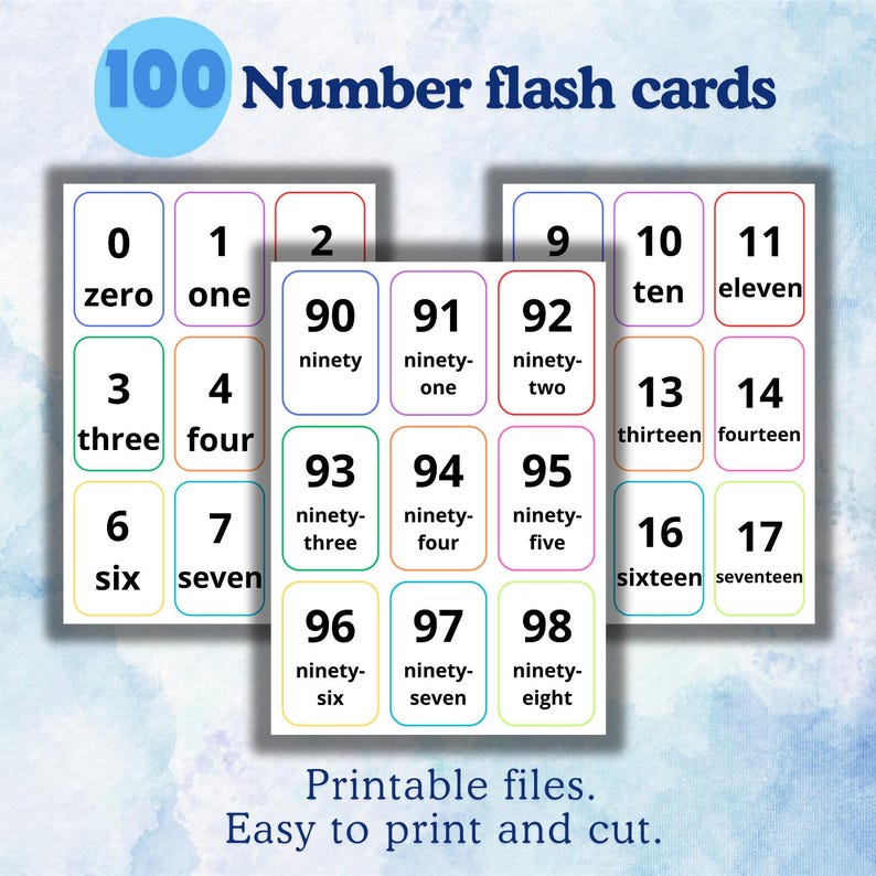 1-100 Number Cards. Number Flashcards 1-100. Counting Flashcards. Big ...