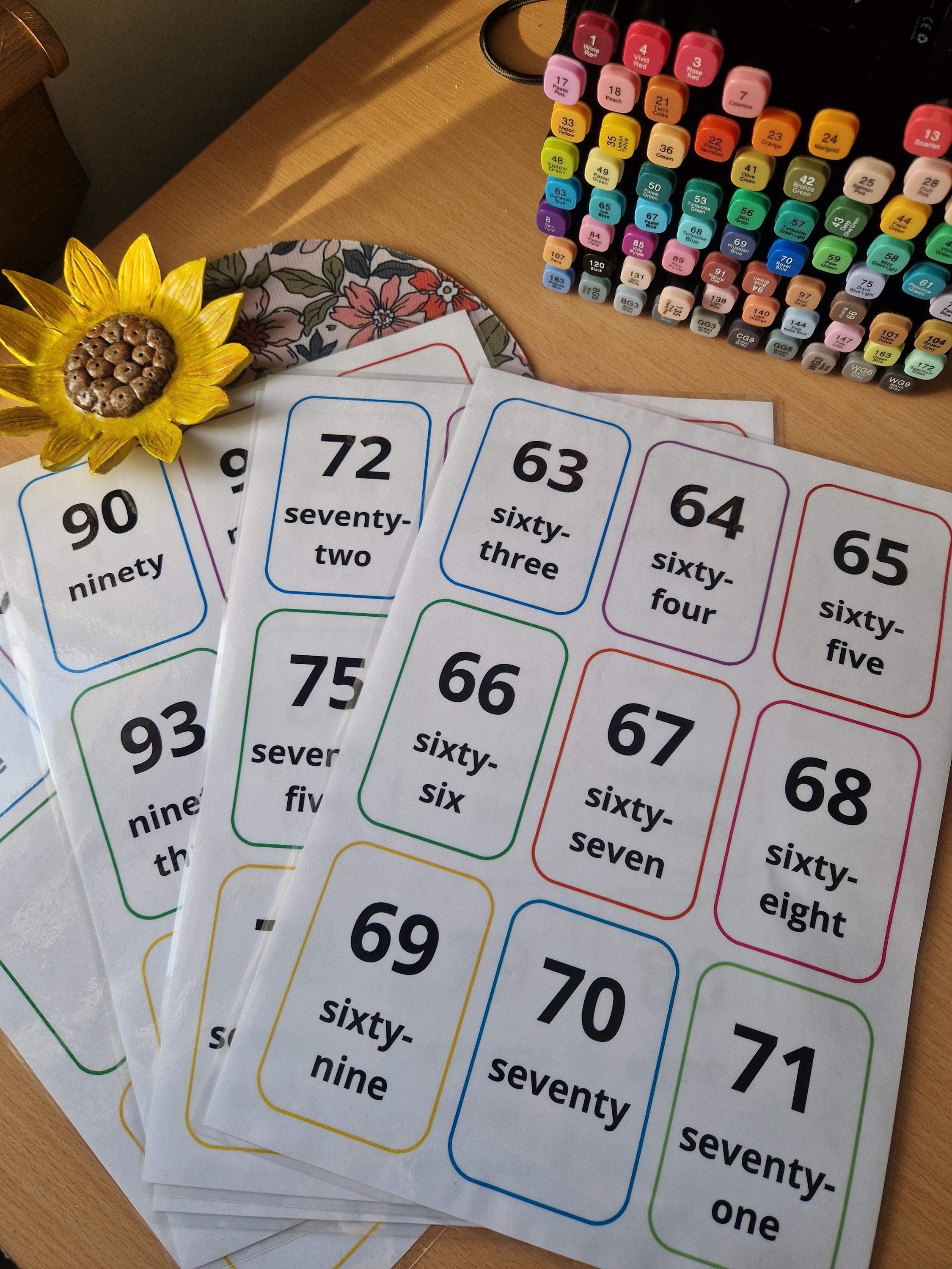 Number Flashcards 1-100: Preschool Counting (digital Download) - Etsy