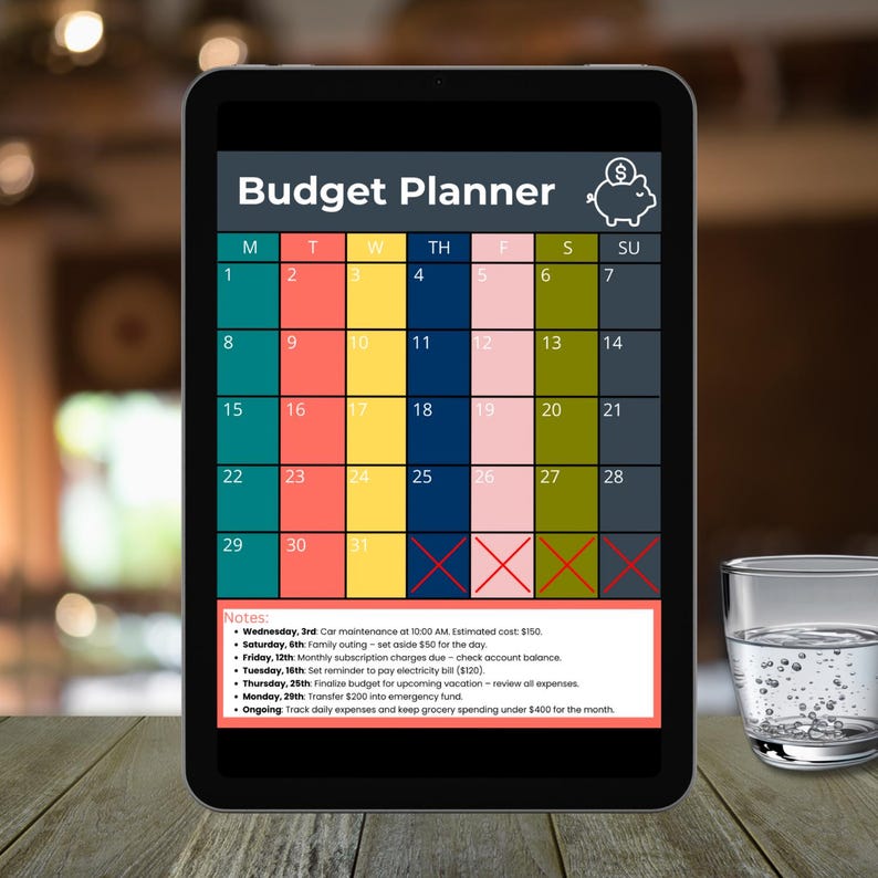 Monthly Budget Planner Printable Financial Calendar Organizer Track ...