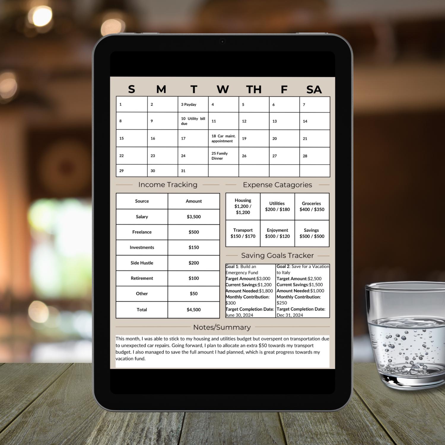 Printable Monthly Budget Planner Financial Tracker, Savings Goals ...