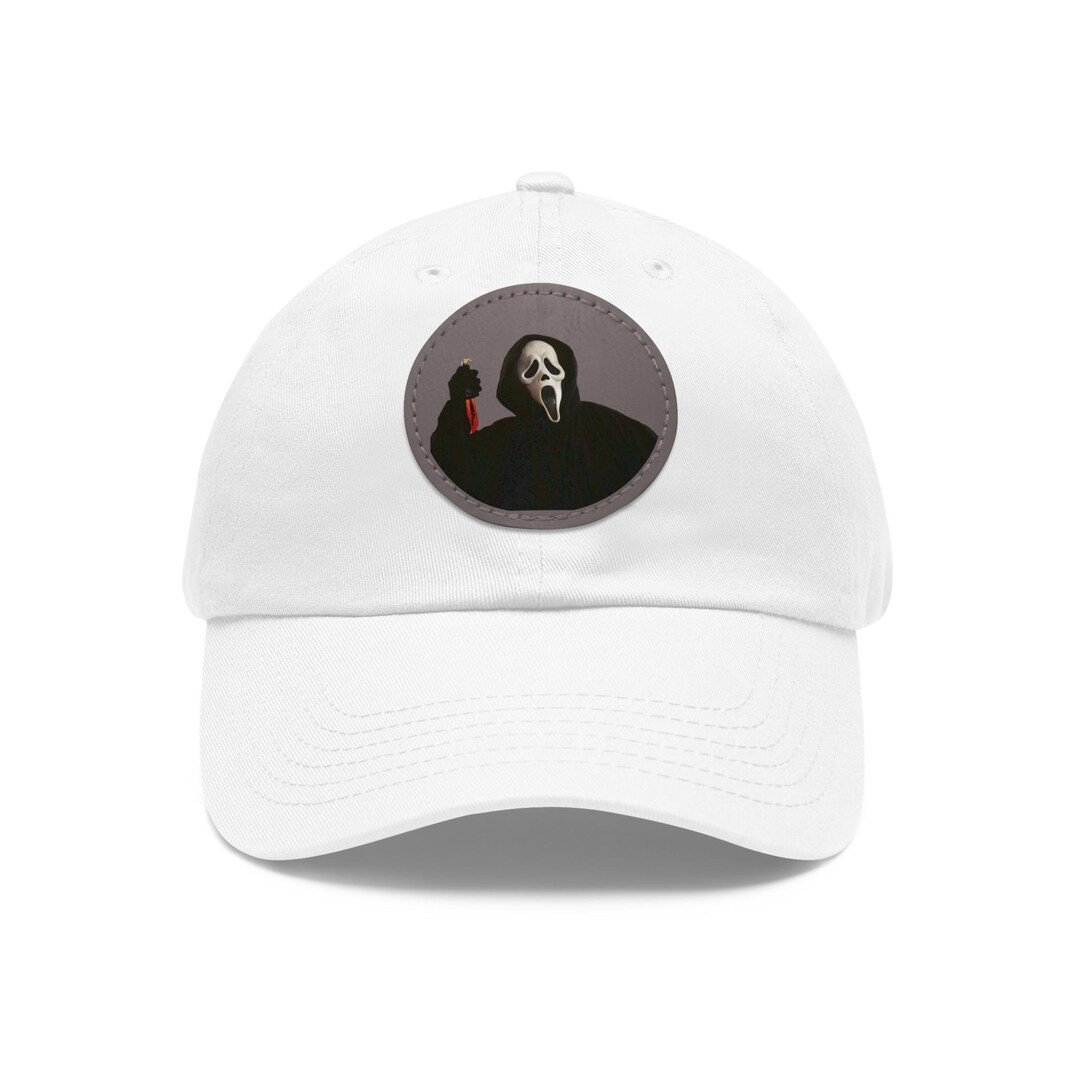 Ghostface Dad Hat, Horror Movie Fan Gift, Leather Patch Baseball Cap ...