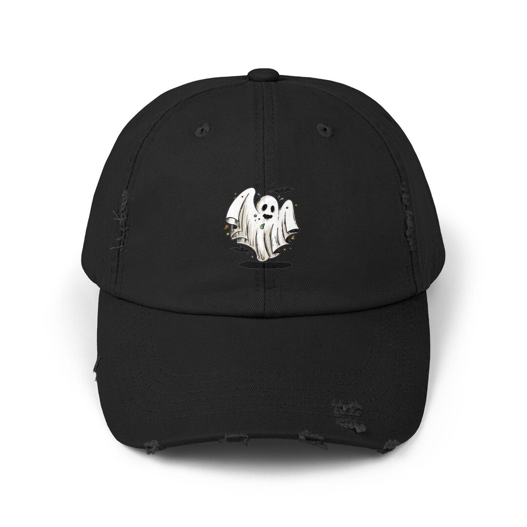 Distressed Cap, Cute Ghost Hat, Halloween Baseball Cap, Spooky Ghost ...