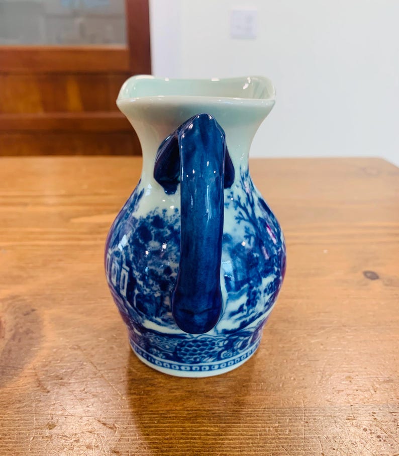 Vintage English Flow Blue Toile Transferware Ironstone Creamer/small ...