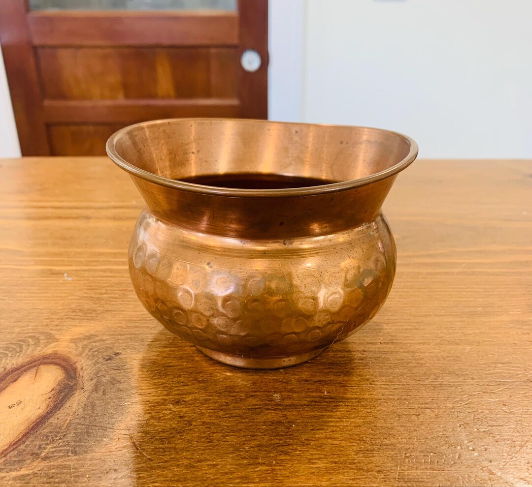 Vintage Hammered Copper Spittoon Planter - Etsy