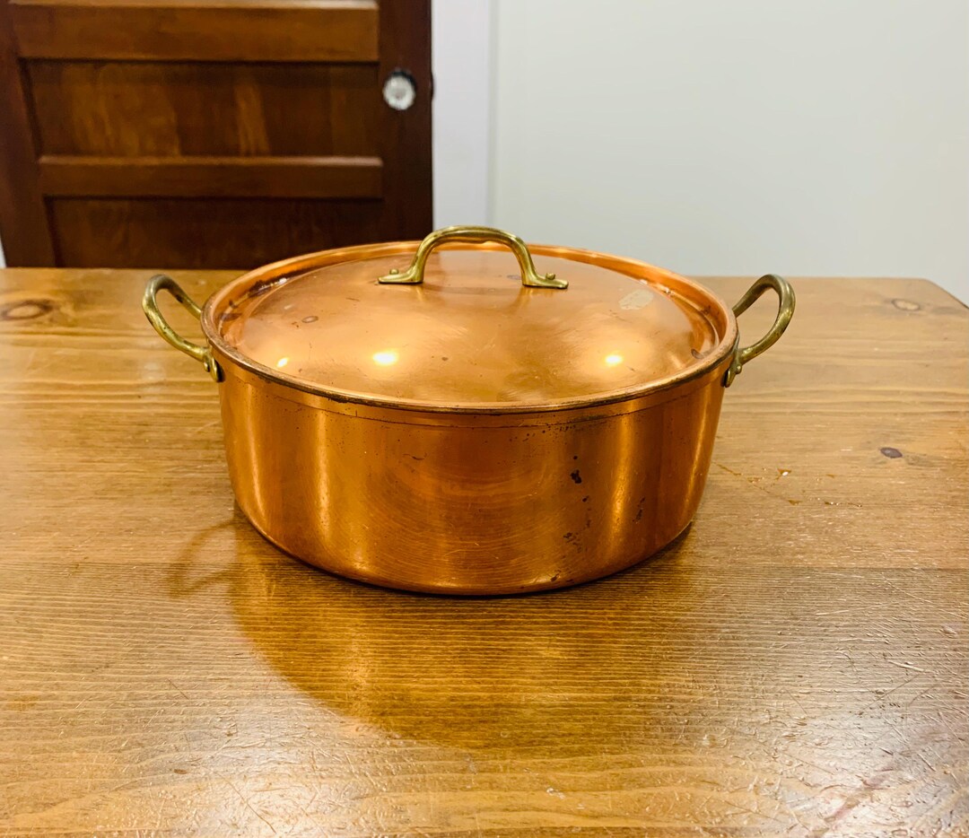 Vintage Tagus Copper and Brass 8" Cooking Pot With Lid - Etsy