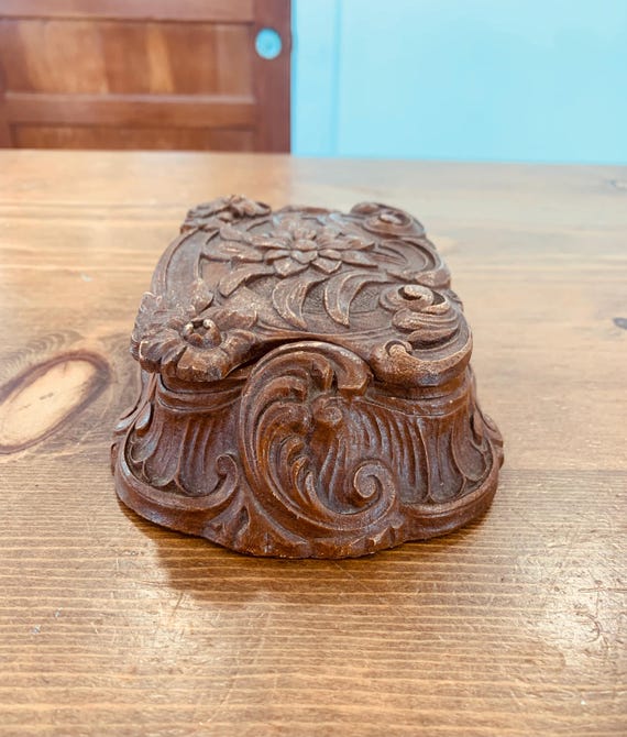 Vintage Syroco Wood Trinket Box - Gem