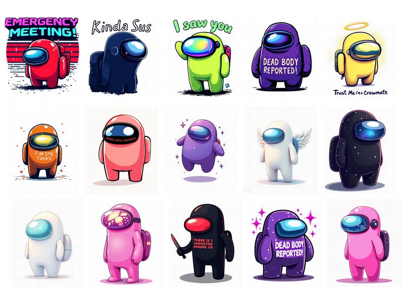 Among Us PNG Bundle Pack (42 Files), Crewmate Characters, Digital ...