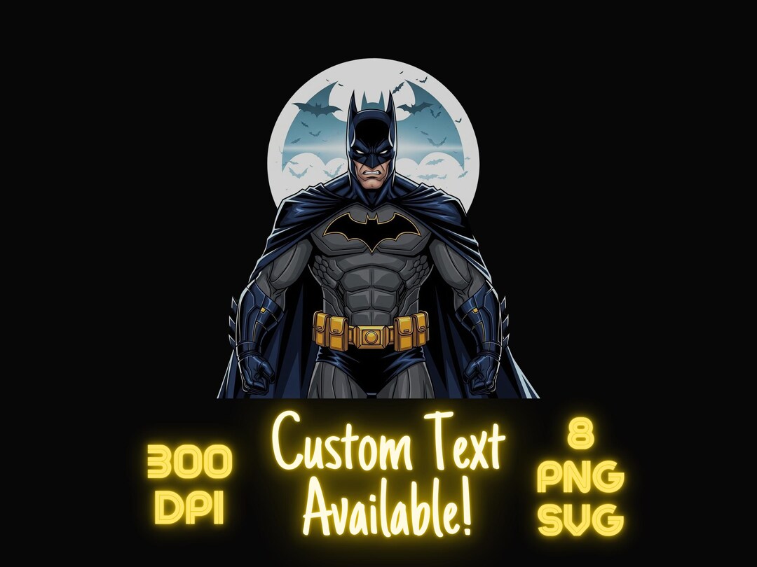 Batman PNG Bundle - 8 High-quality 300 Dpi Transparent Designs, Instant ...
